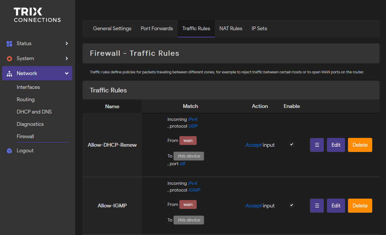 7. Firewall zones and rules - Trix