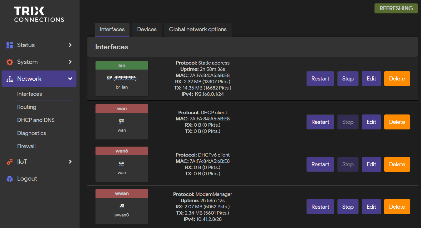9. LAN / WAN configuration - Trix